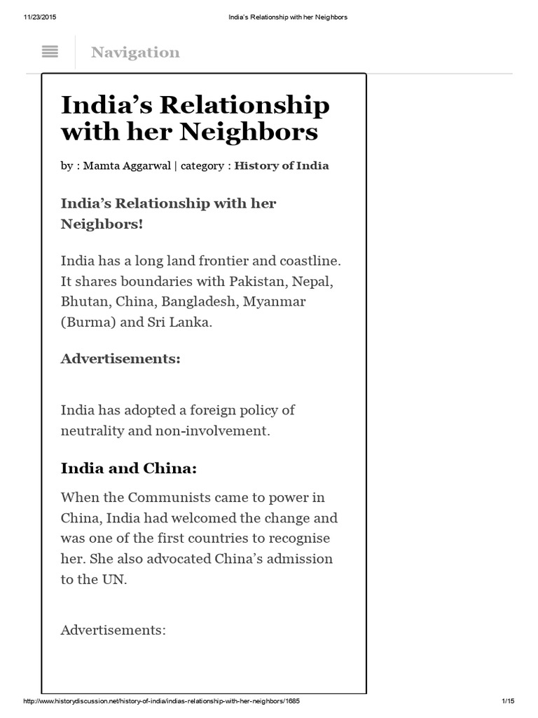 India and Its Neighbors: Relations Overview | PDF | South Asia ...