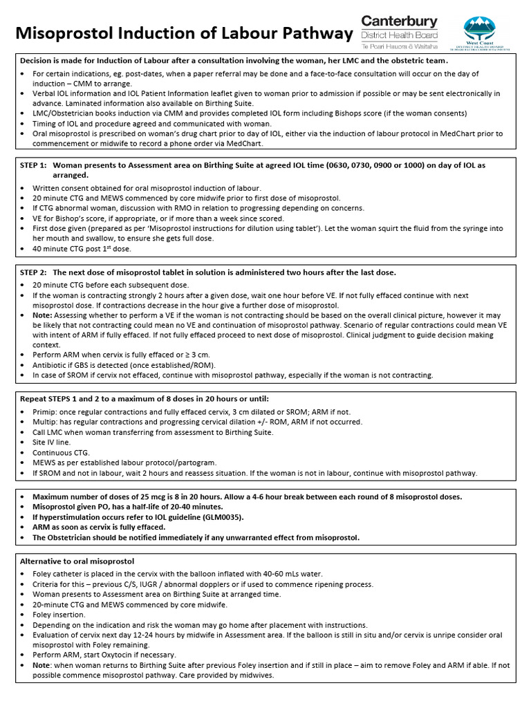 942a9d3a Misoprostol Induction of Labour Pathway | PDF | Childbirth ...