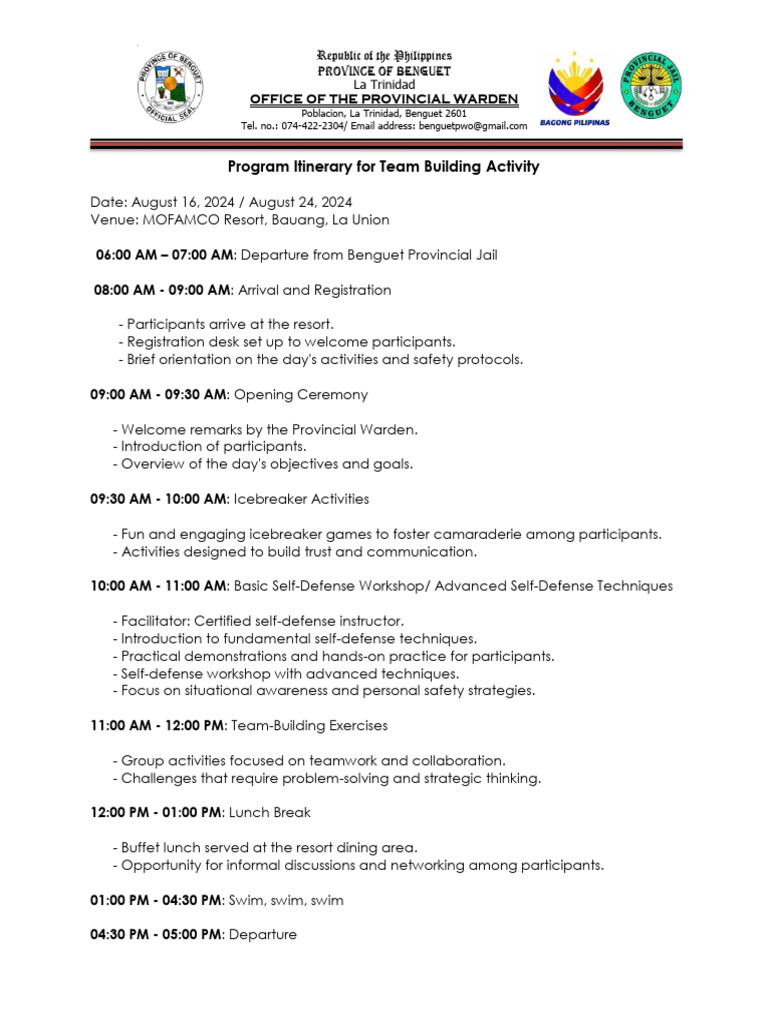 ITINERARY Staff Development | PDF