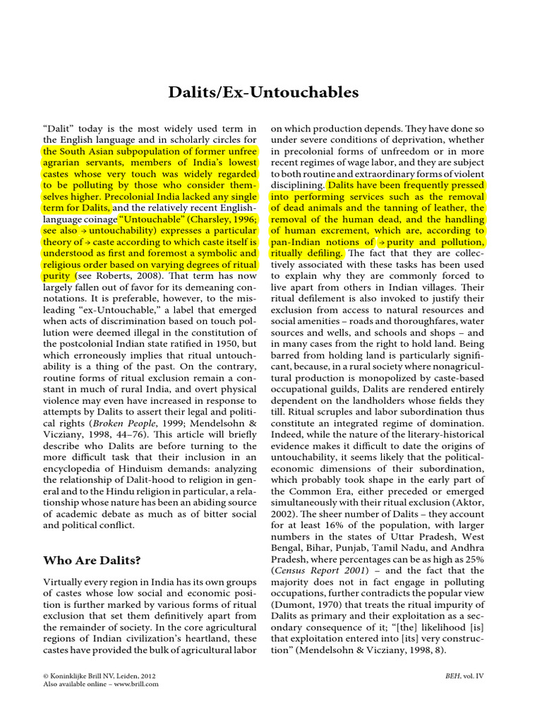 Dalits Ex-Untouchables | PDF | Dalit | Caste
