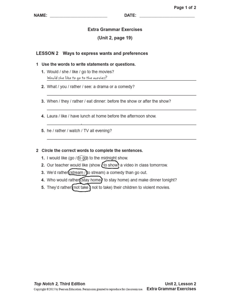 Unit - 02 - Extra - Grammar - Exercises Part2 | PDF | Language Arts & Discipline