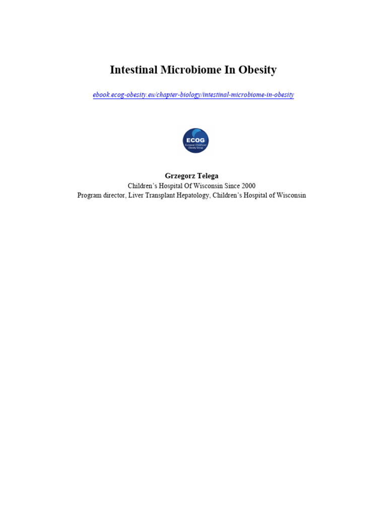 12.ECOG Obesity Ebook Intestinal Microbiome in Obesity | PDF ...