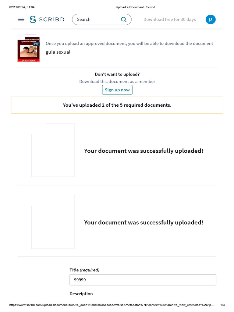 Guia Sexual: Your Document Was Successfully Uploaded! | PDF | Scribd | Internet