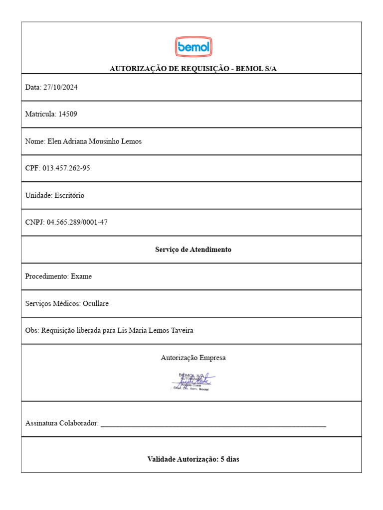 Liberacao Lis Maria Lemos Taveira 2 | PDF