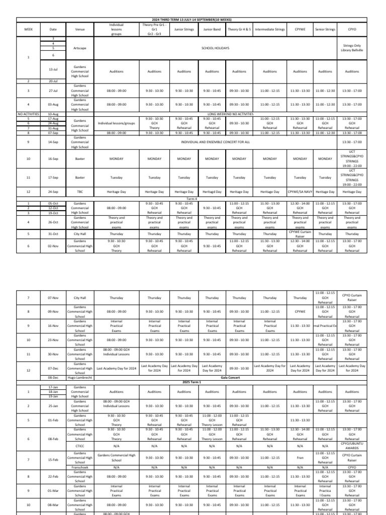 2024 Music Academy Schedule | PDF | Music Performance | Musical Techniques