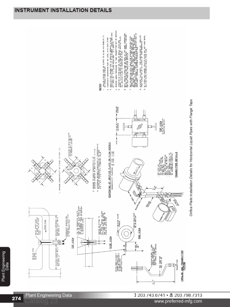 Orifice Plate Installation Detailsfor Horizontal Liquid Pipes | PDF
