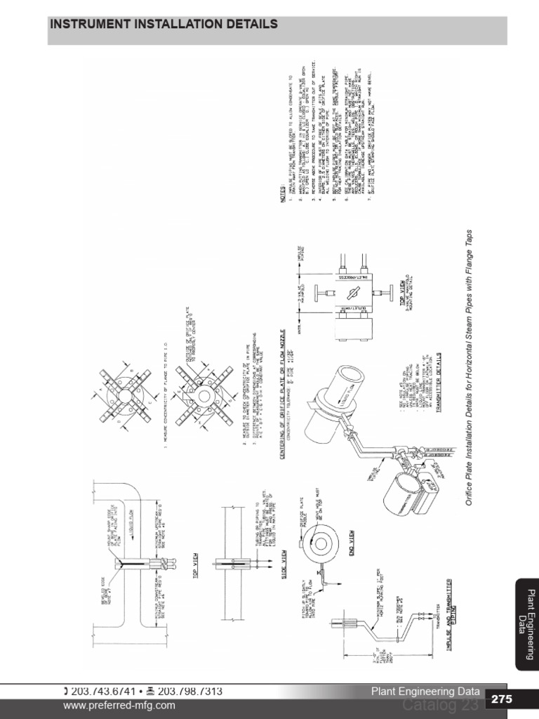 Orifice Plate Installation Detailsfor Horizontal Steam Pipes | PDF