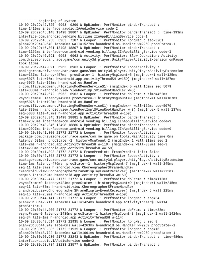 Android Performance Logs | PDF | Port (Computer Networking) | Java (Programming Language)