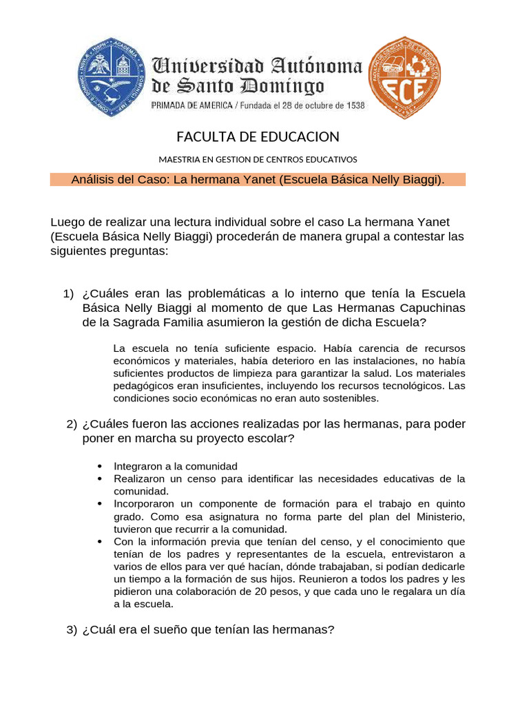Analisis Del Caso Yanet | PDF | Escuelas