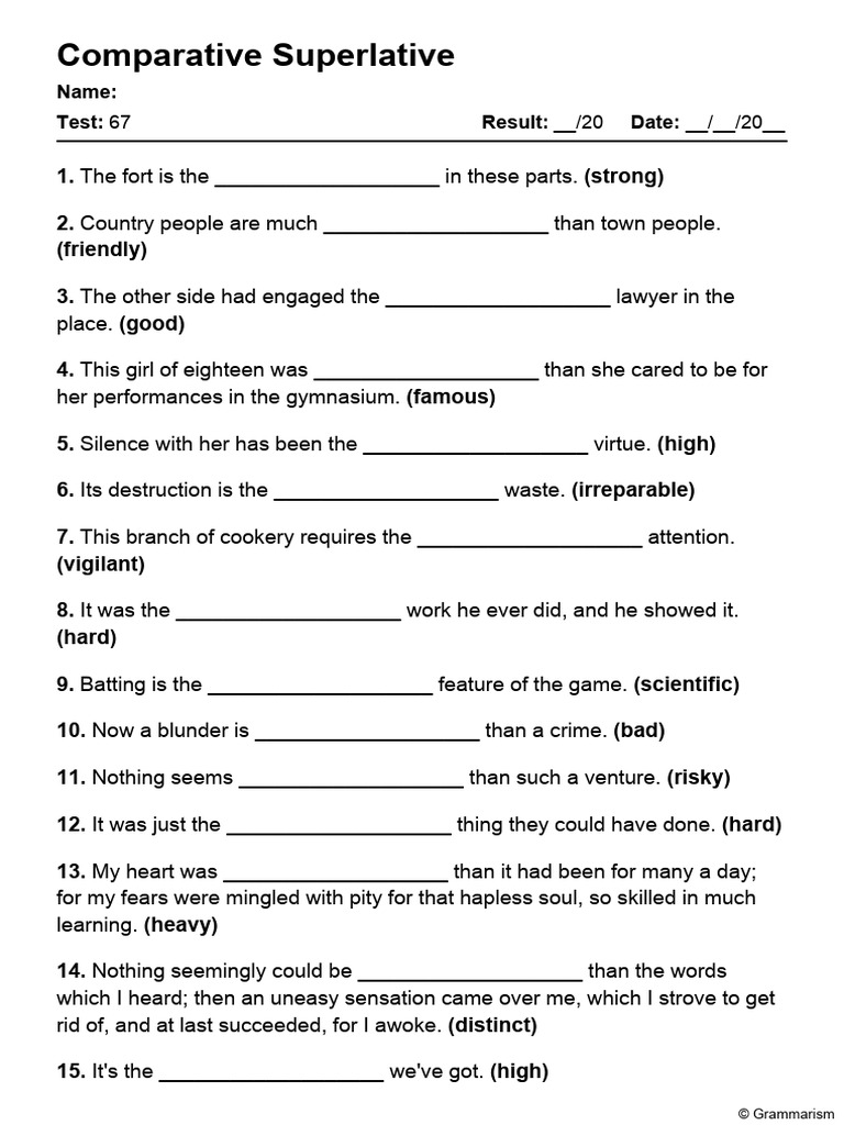 Grammarism Comparative Superlative Test 67 1182575 | PDF | Games ...
