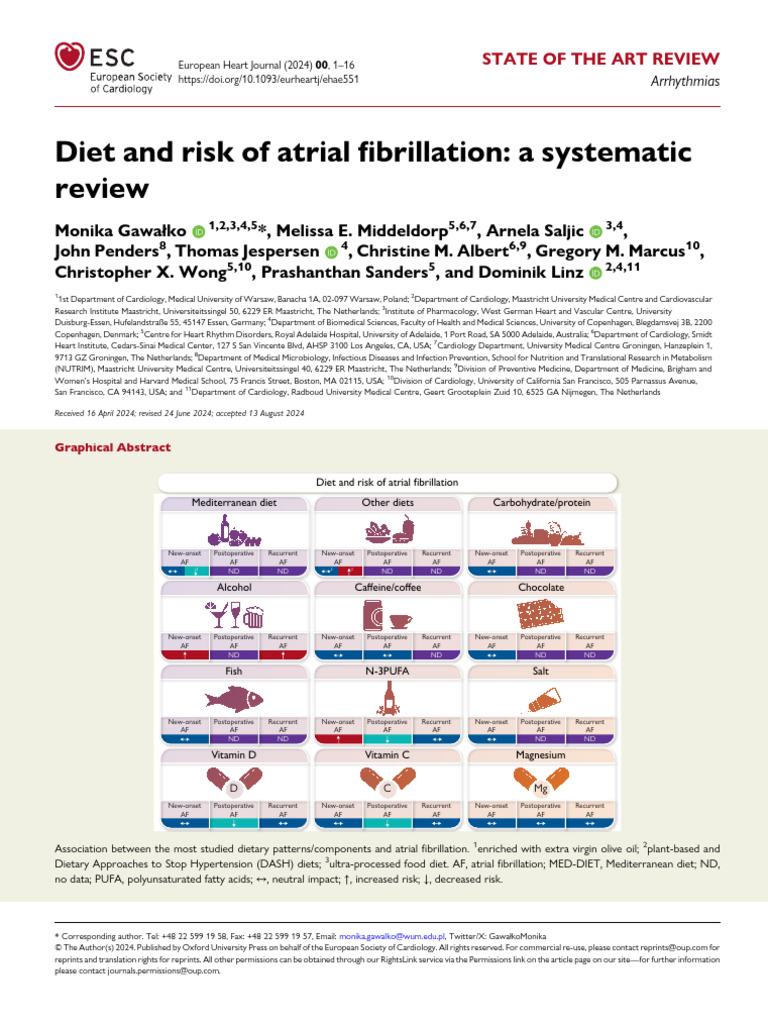 Diet and Risk of Atrial Fibrillation: A Systematic Review | PDF ...