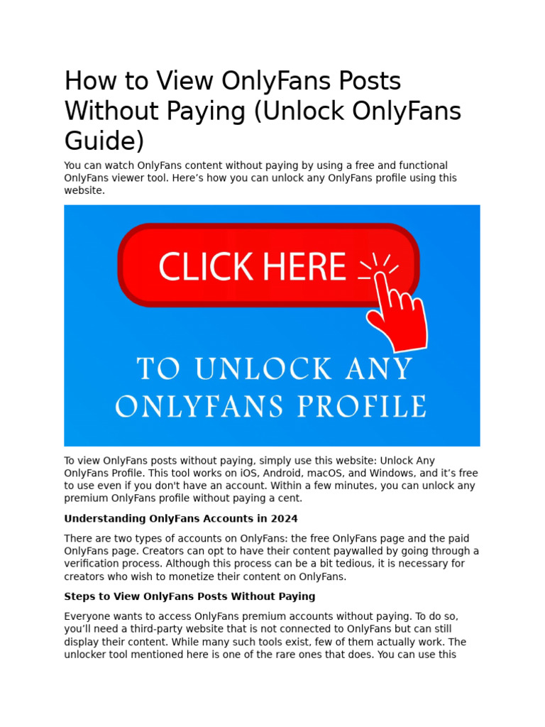 Howto View Only Fans Posts Without Paying Unlock Only Fans | PDF ...