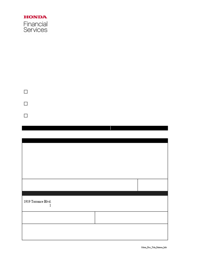 Odometer Disclosure Statement Form | PDF | Lease