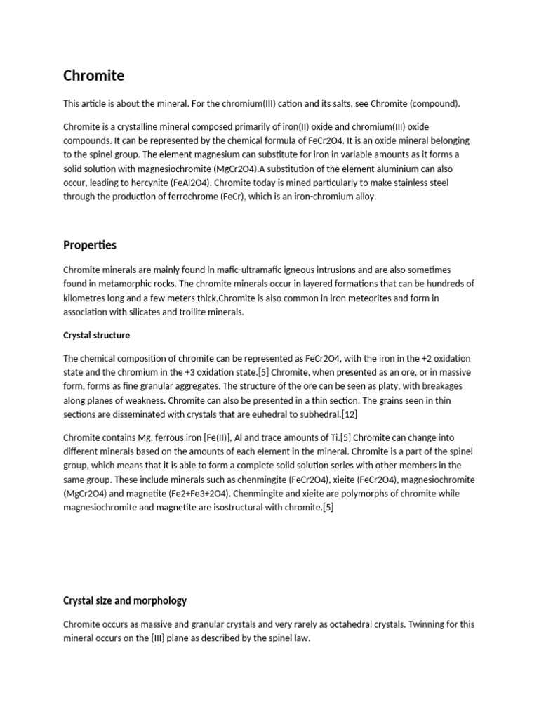 Chromite | PDF | Chromium | Materials