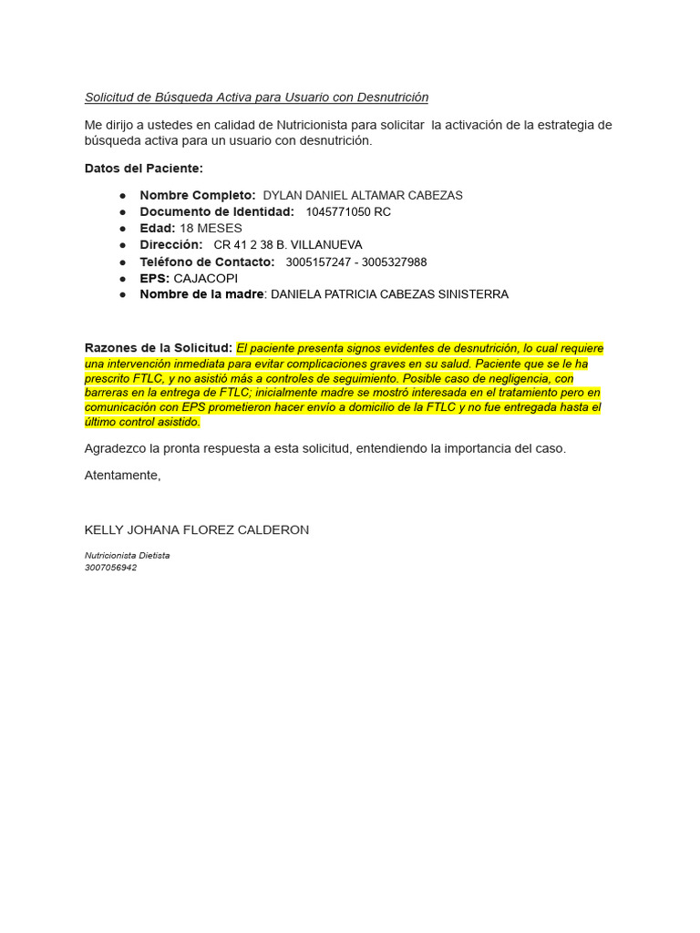 Solicitud de Búsqueda Activa | PDF