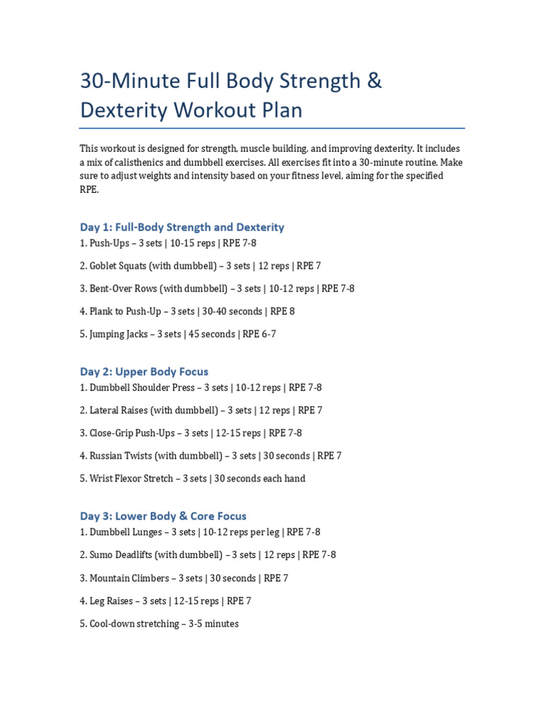 30-Minute Workout Plan | PDF