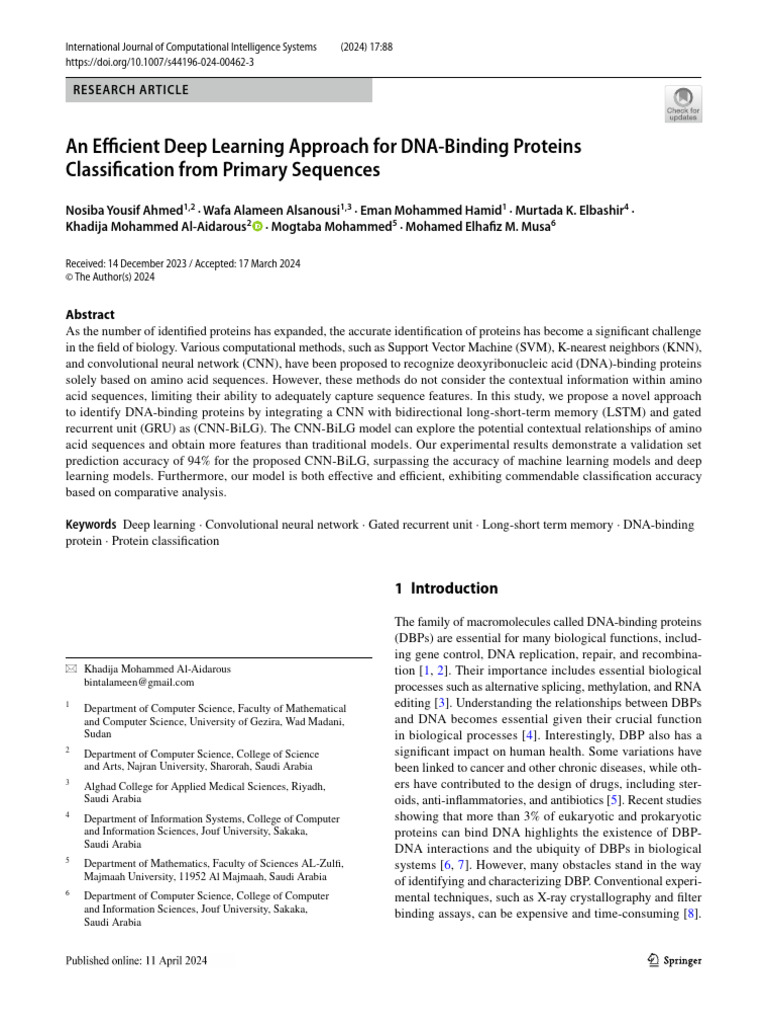 An Efficient Deep Learning Approach For DNA Binding Proteins Classification From Primary ...