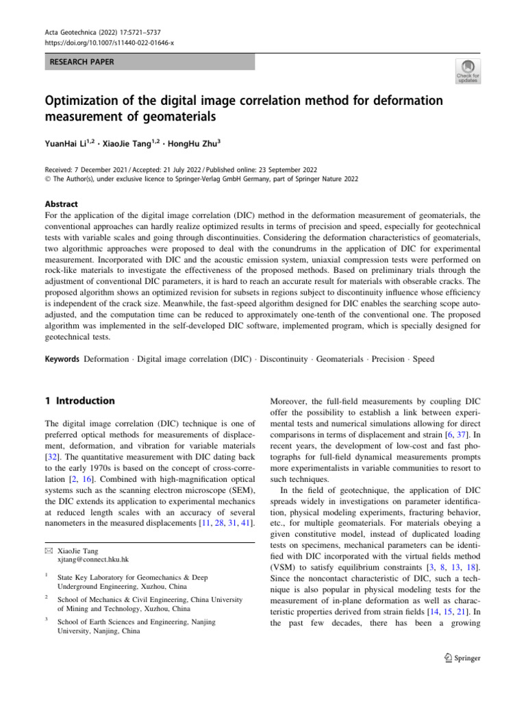 Li, Tang, Zhu - 2022 - Optimization of The Digital Image Correlation Method For Deformation ...