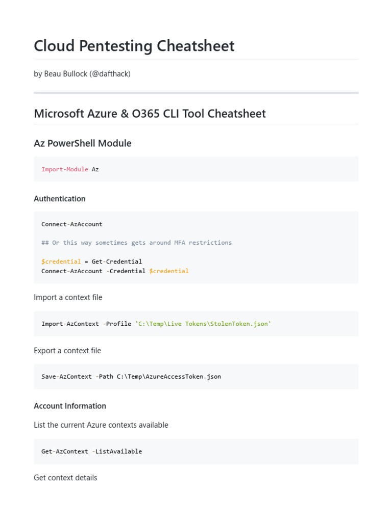 Cloud Pentesting Cheatsheet | PDF | I Cloud | Cloud Computing