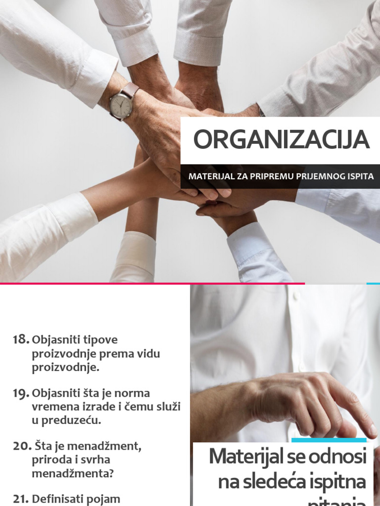 Program Za Prijemni Ispit Iz Organizacije 2024 - 4. Deo | PDF