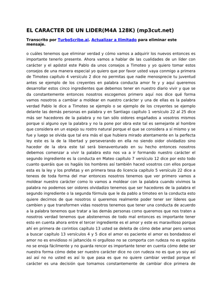 2kane mebarakEL CARACTER DE UN LIDER (M4A 128K) | PDF | Verdad | Amor