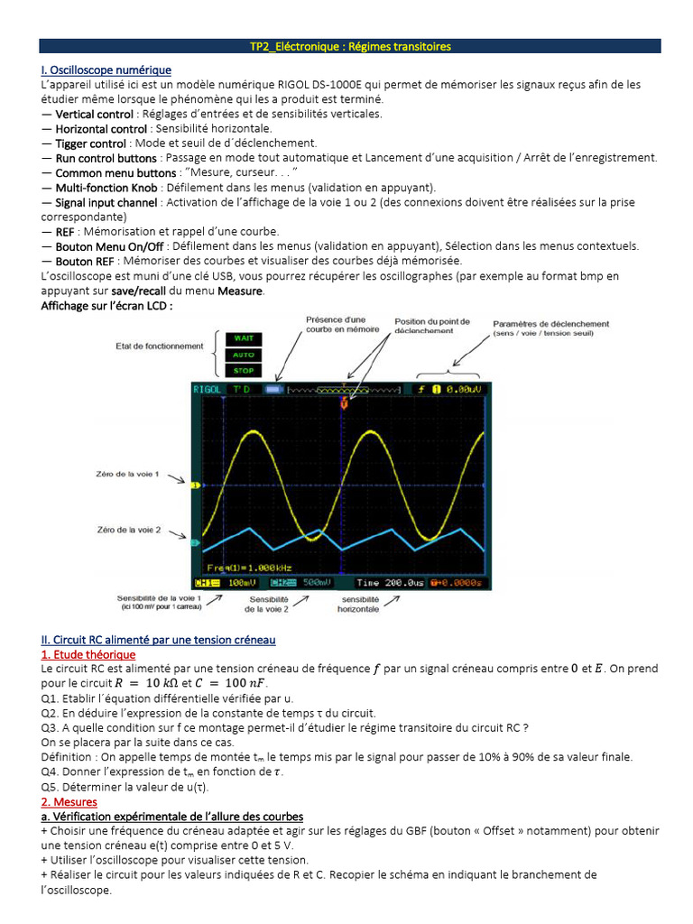 TP Électronique : Régimes Transitoires et RLC | PDF | Impédance ...
