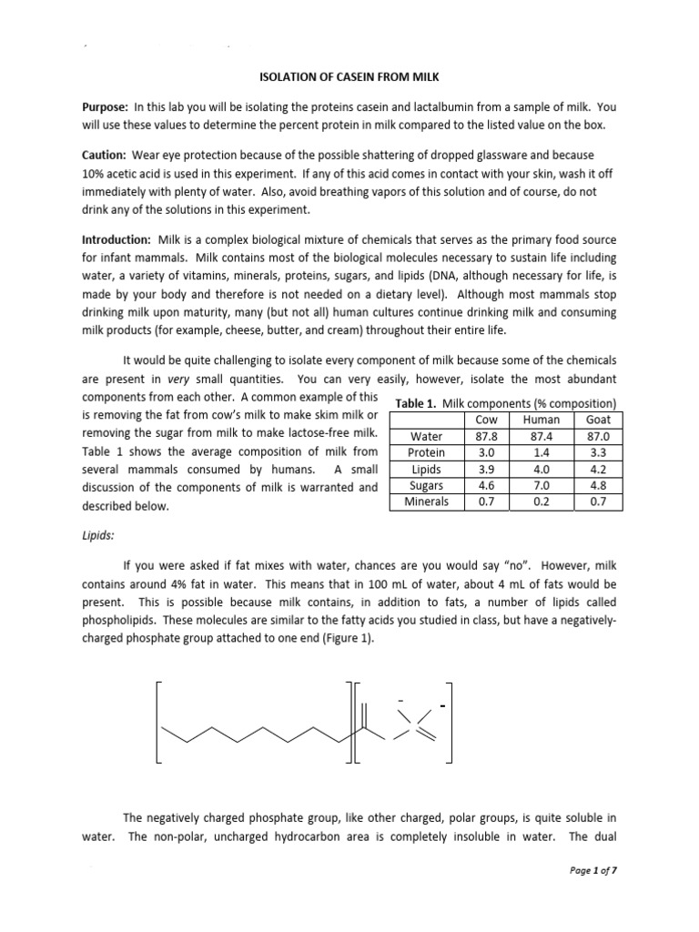 Casein Isolation Lab from Milk | PDF | Milk | Carbohydrates