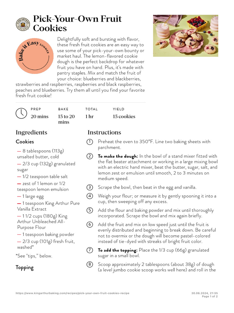 Pick-Your-Own Fruit Cookies Recipe - King Arthur Baking | PDF ...