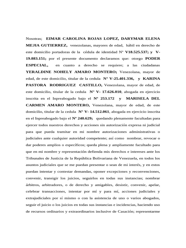 Poder Amplio y Suficiente de JESUS DANIEL RODRIGUEZ | PDF | Venezuela ...