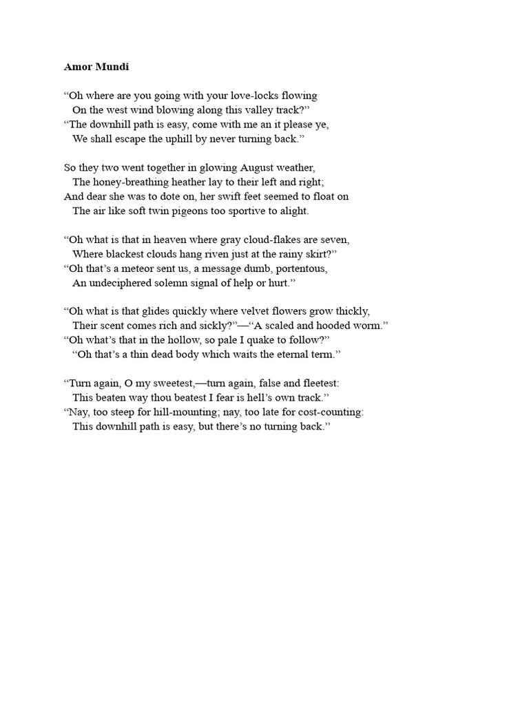 Amor Mundi | PDF | Dante Gabriel Rossetti Amor Mundi | PDF | Dante Gabriel Rossetti
