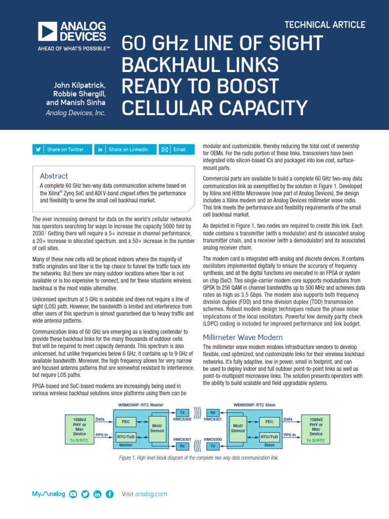 60 GHZ Line of Sight Backhaul Links Ready To Boost Cellular Capacity ...