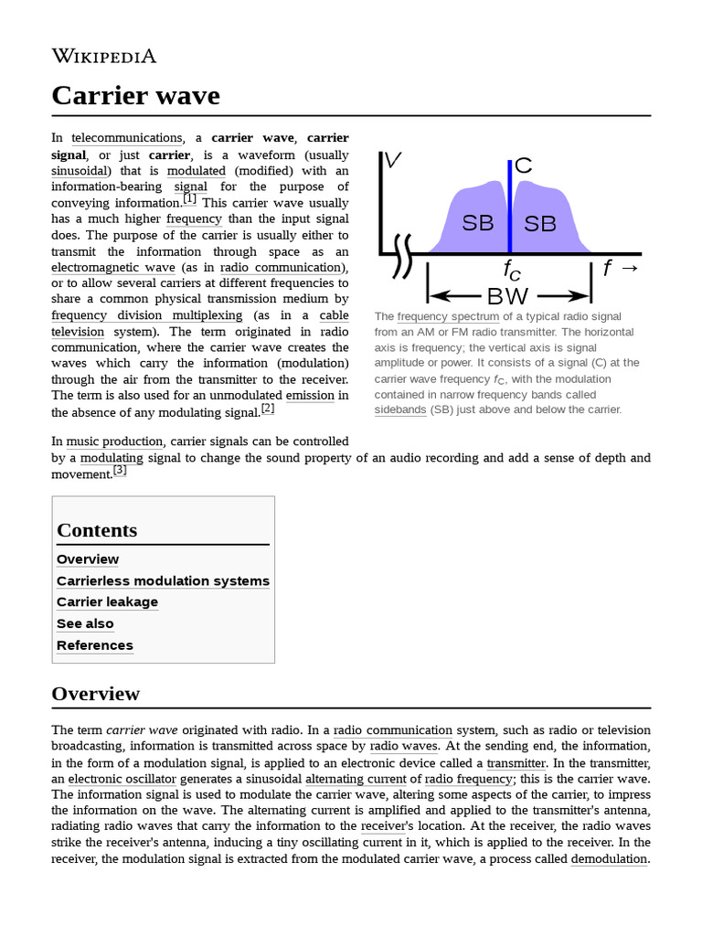 Carrier Wave | PDF | Modulation | Radio