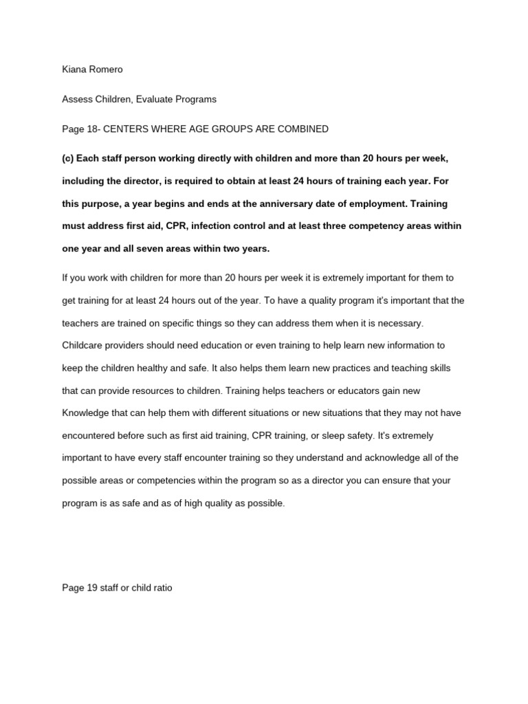 Assignment 1 - Childcare Regulations and Program Quality | PDF | Child ...