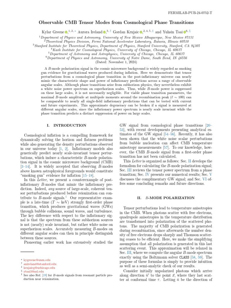 Observable CMB Tensor Modes | PDF | Cosmic Microwave Background | Inflation (Cosmology)