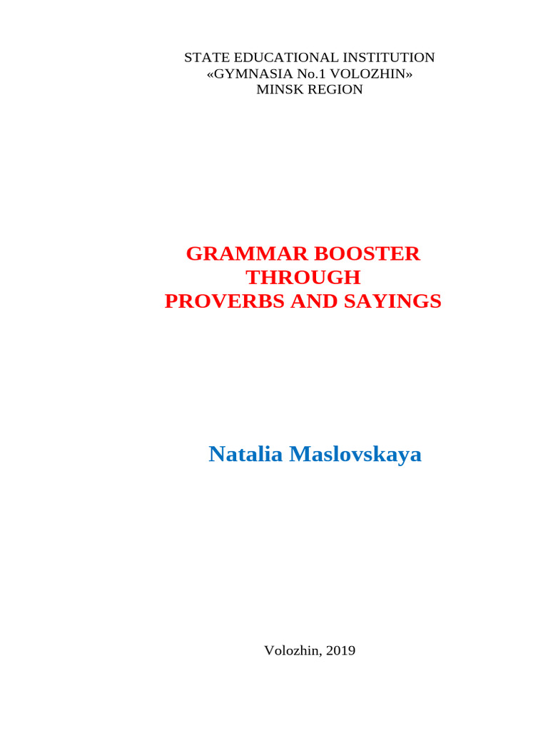 Grammar Booster Through Proverbs and Sayings N Maslovskaya | PDF | Proverb | Vocabulary