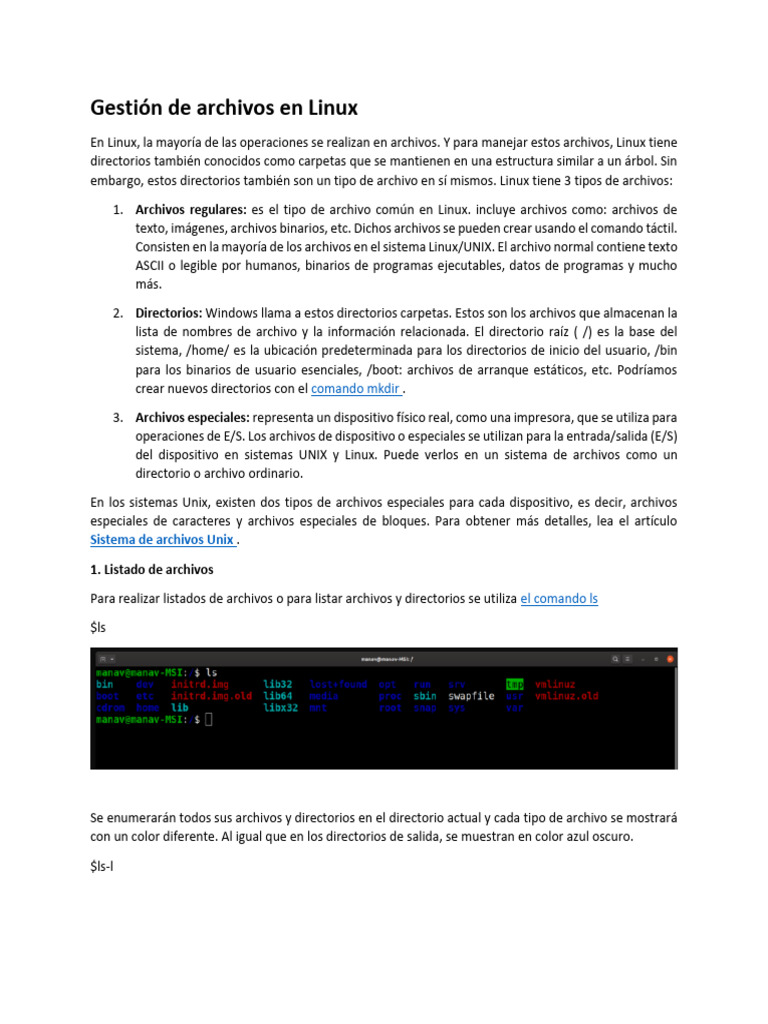 File Management in Linux Spanish | PDF | Archivo de computadora ...