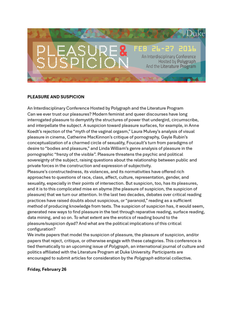 Pleasure and Suspicion | PDF