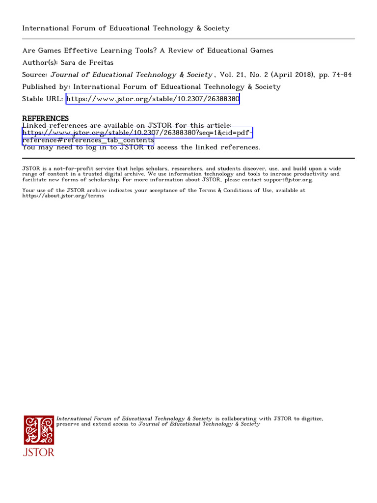 Are Games Effective Learning Tools? A Review of Educational Games | PDF ...