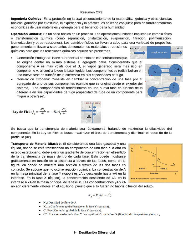 Resumen OP2 | PDF | Destilación | Fase (materia)