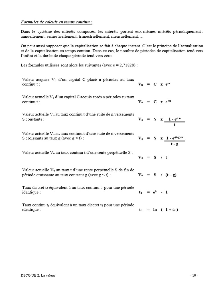 UE2 - Formule Temps Continu | PDF