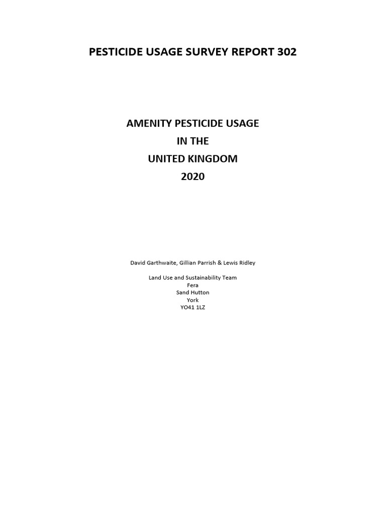 UK Amenity Pesticide Usage 2020 Report | PDF | Pesticide | Lawn