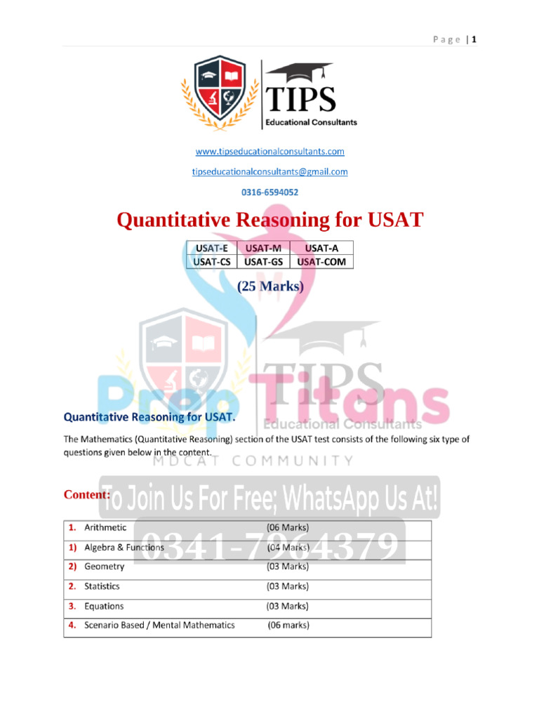 Quantitative Reasoning For Hec Undergaduate Studies Admission Test | PDF