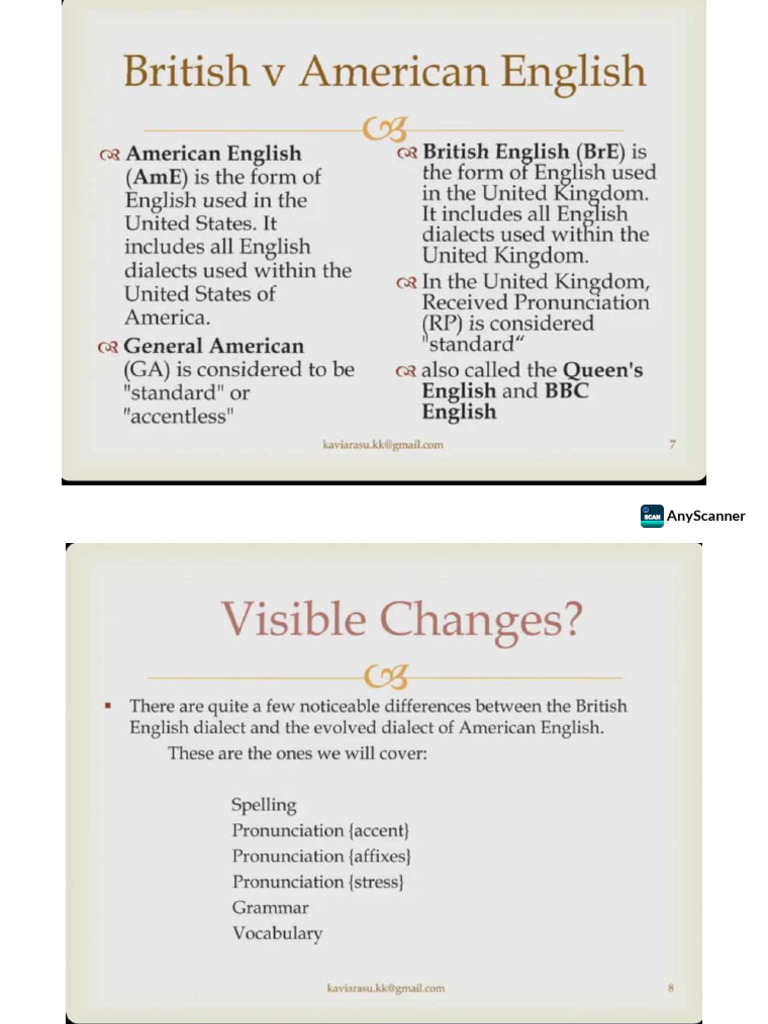 Difference Between American and British Pronunciation | PDF
