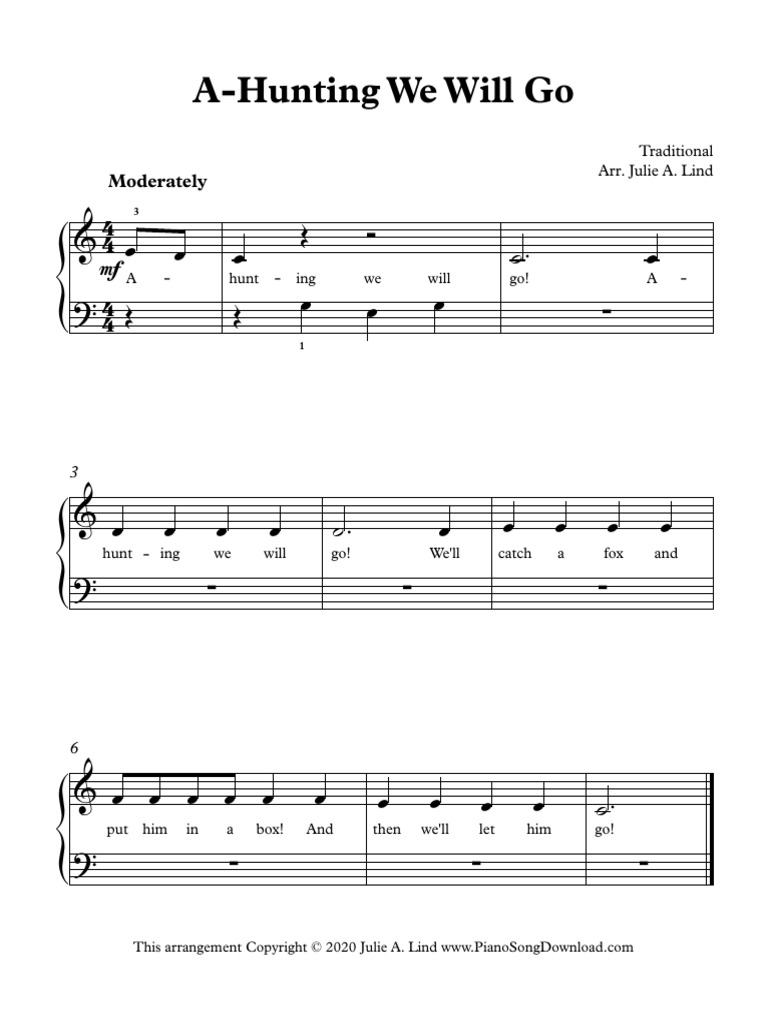 A Hunting We Will Go - Level 1 | PDF