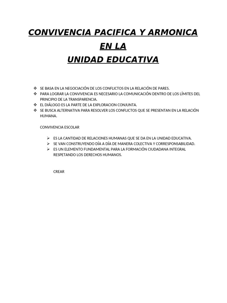 Convivencia Pacifica Y Armonica Pdf