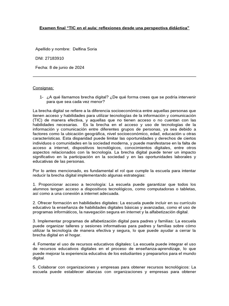 Examen Final Tics | PDF | Enseñando | Aprendizaje