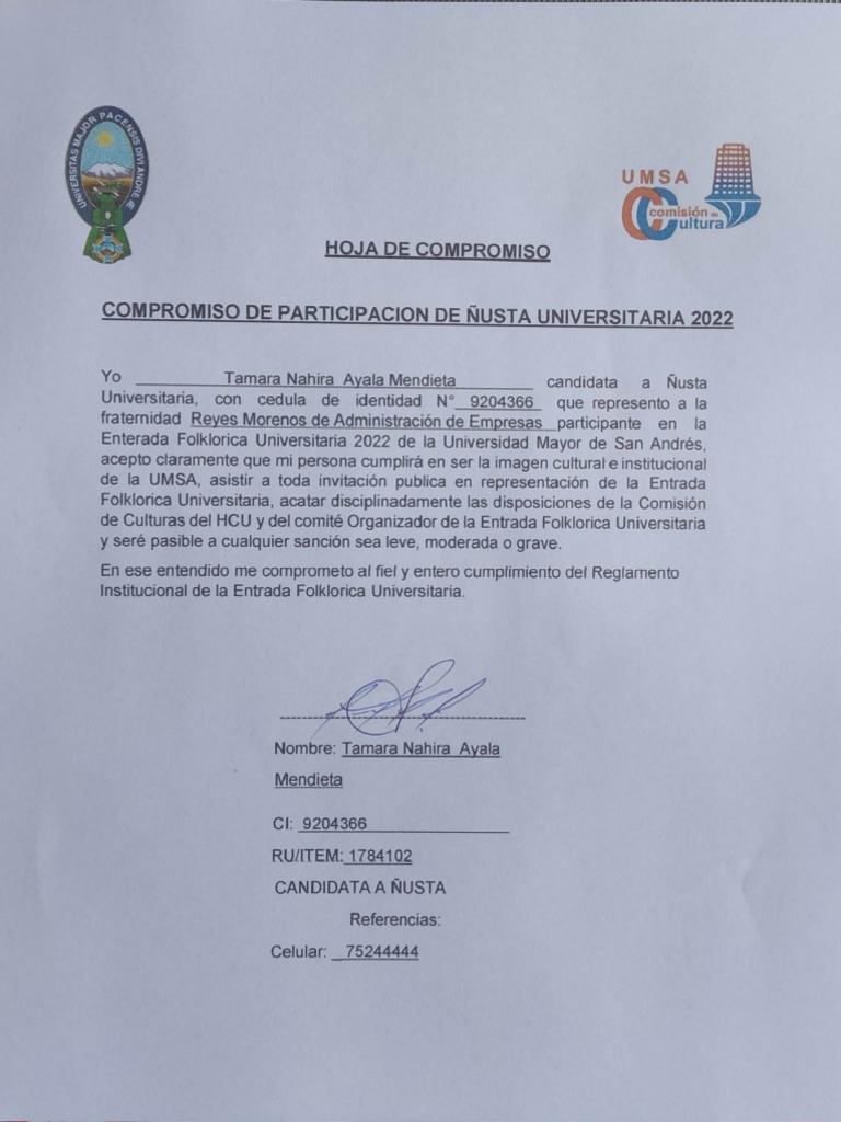 Hoja de Compromiso | PDF