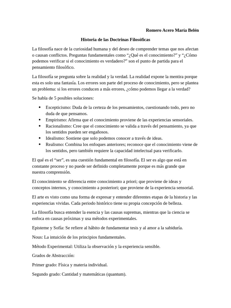 Historia de Las Doctrinas Filosoficas | PDF | Conocimiento | Verdad