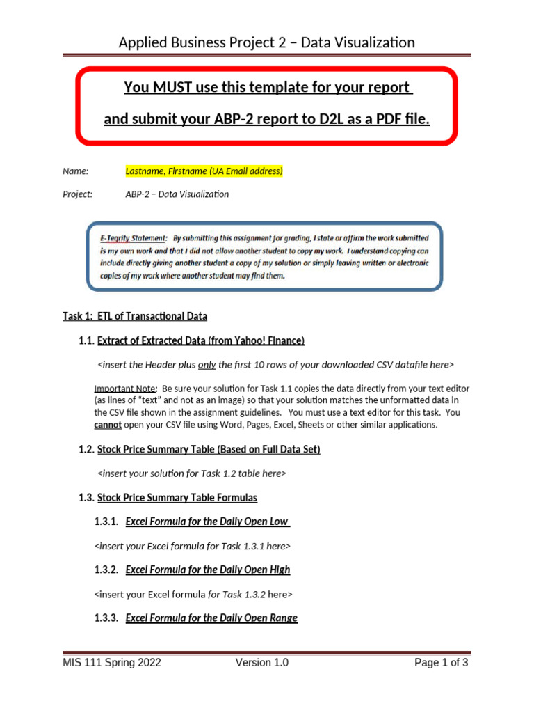 ABP2 Report YourFullName | PDF | Microsoft Excel | Computing