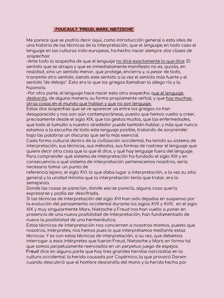 Foucault - Freud, Marx, Nietzsche | PDF | Friedrich Nietzsche | Karl Marx
